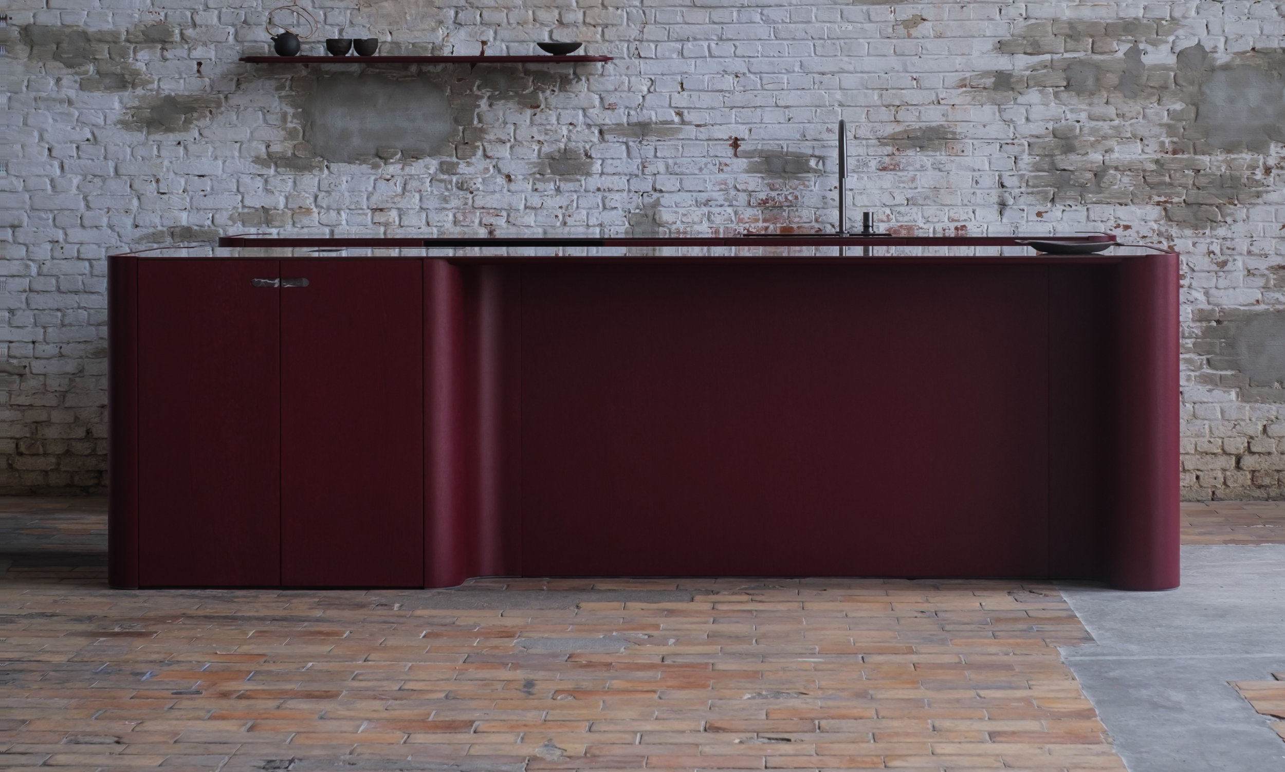 Curved keuken - Rood - Stak - Modulaire keukens
